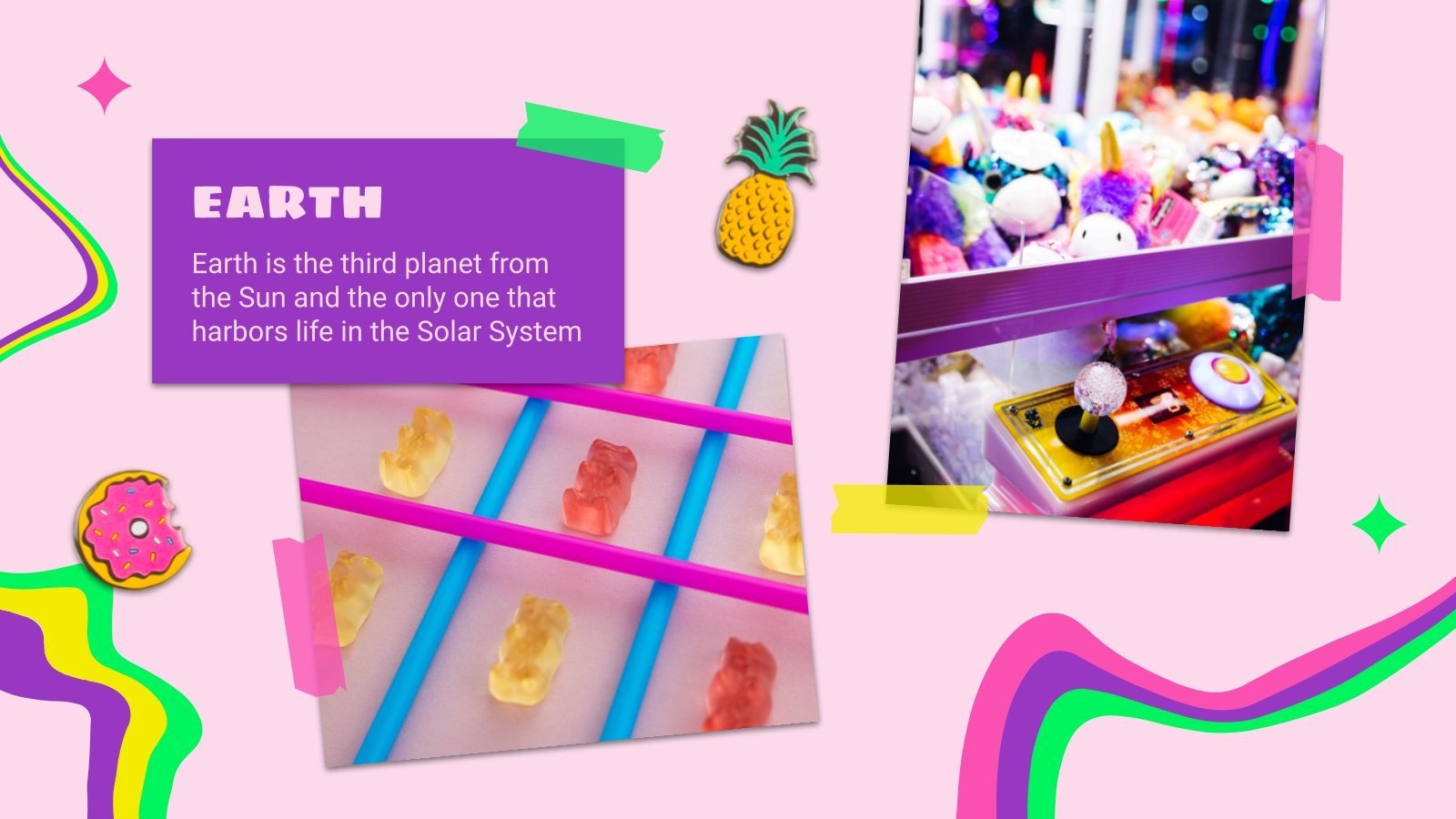 Moodboard com estética kidcore retrô | Google Slides e PPT