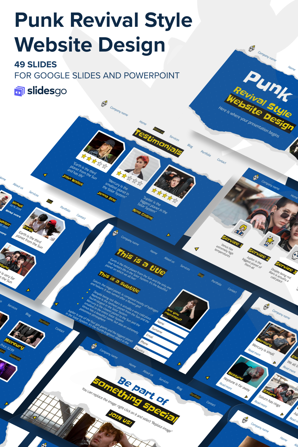 Punk Revival Style Website Design | Google Slides & PPT