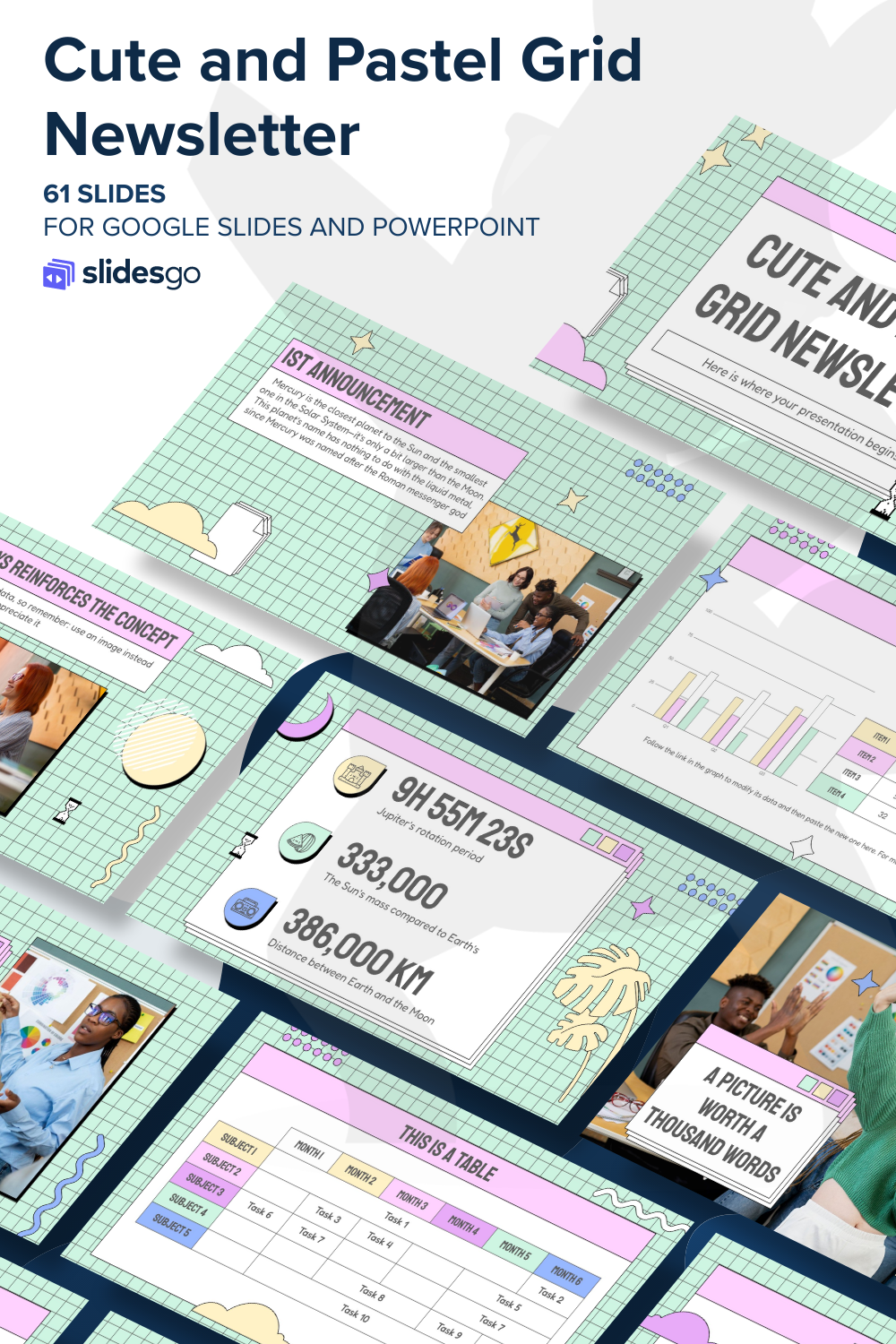 Cute and Pastel Grid Newsletter | Google Slides & PowerPoint