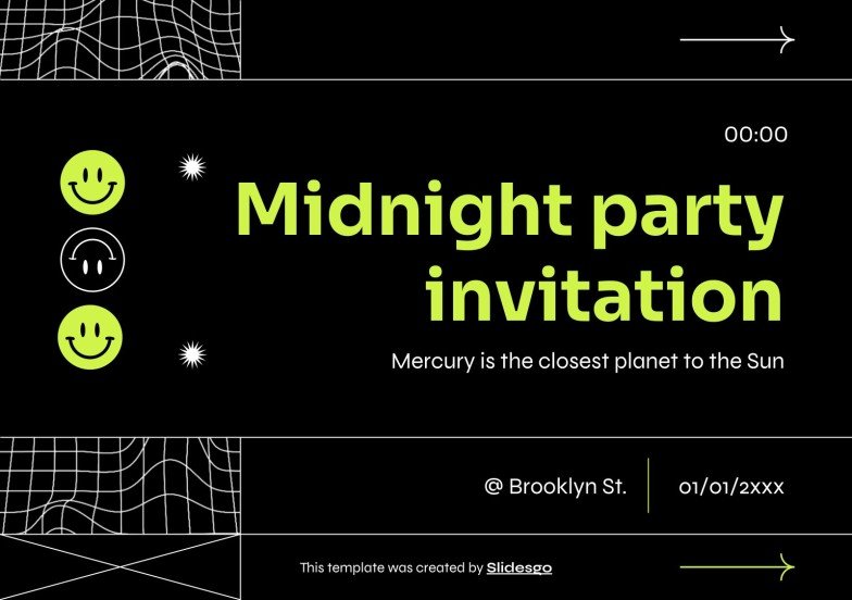 Midnight Party Printable Invitations | Google Slides & PPT