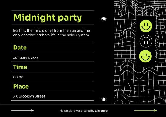 Midnight Party Printable Invitations | Google Slides & PPT