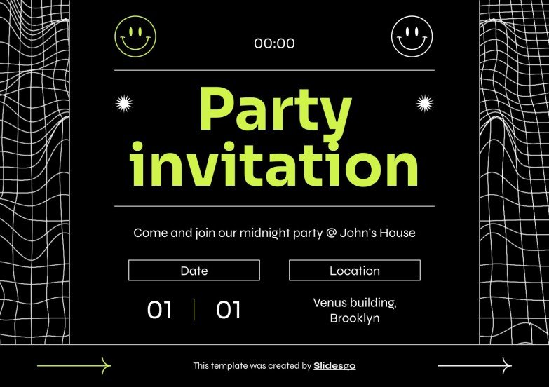 Midnight Party Printable Invitations | Google Slides & PPT