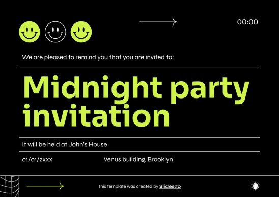 Midnight Party Printable Invitations | Google Slides & PPT