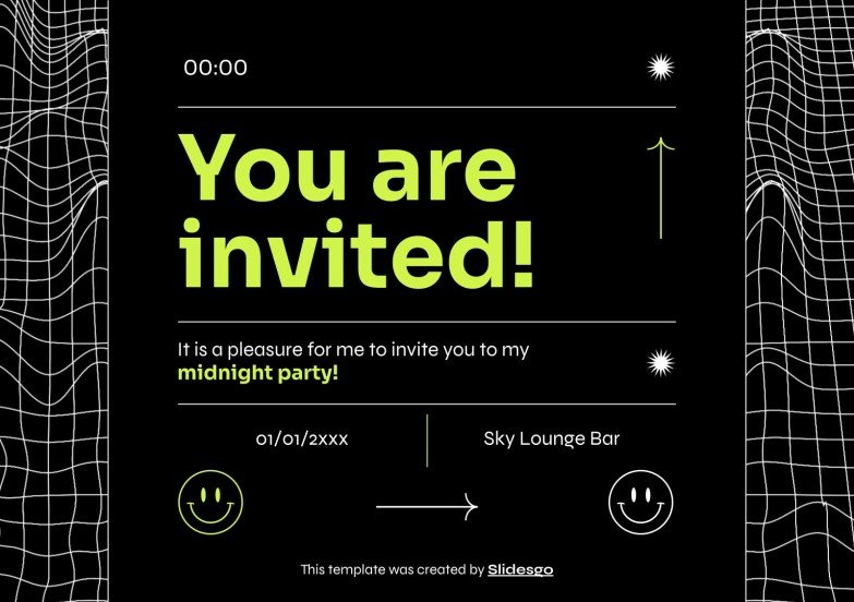 Midnight Party Printable Invitations | Google Slides & PPT