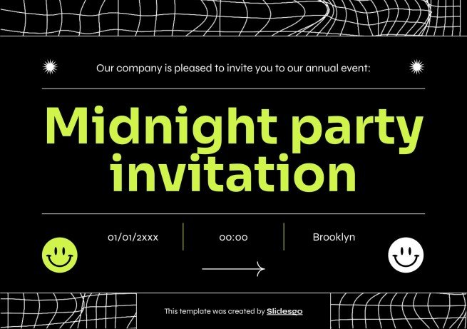 Midnight Party Printable Invitations | Google Slides & PPT