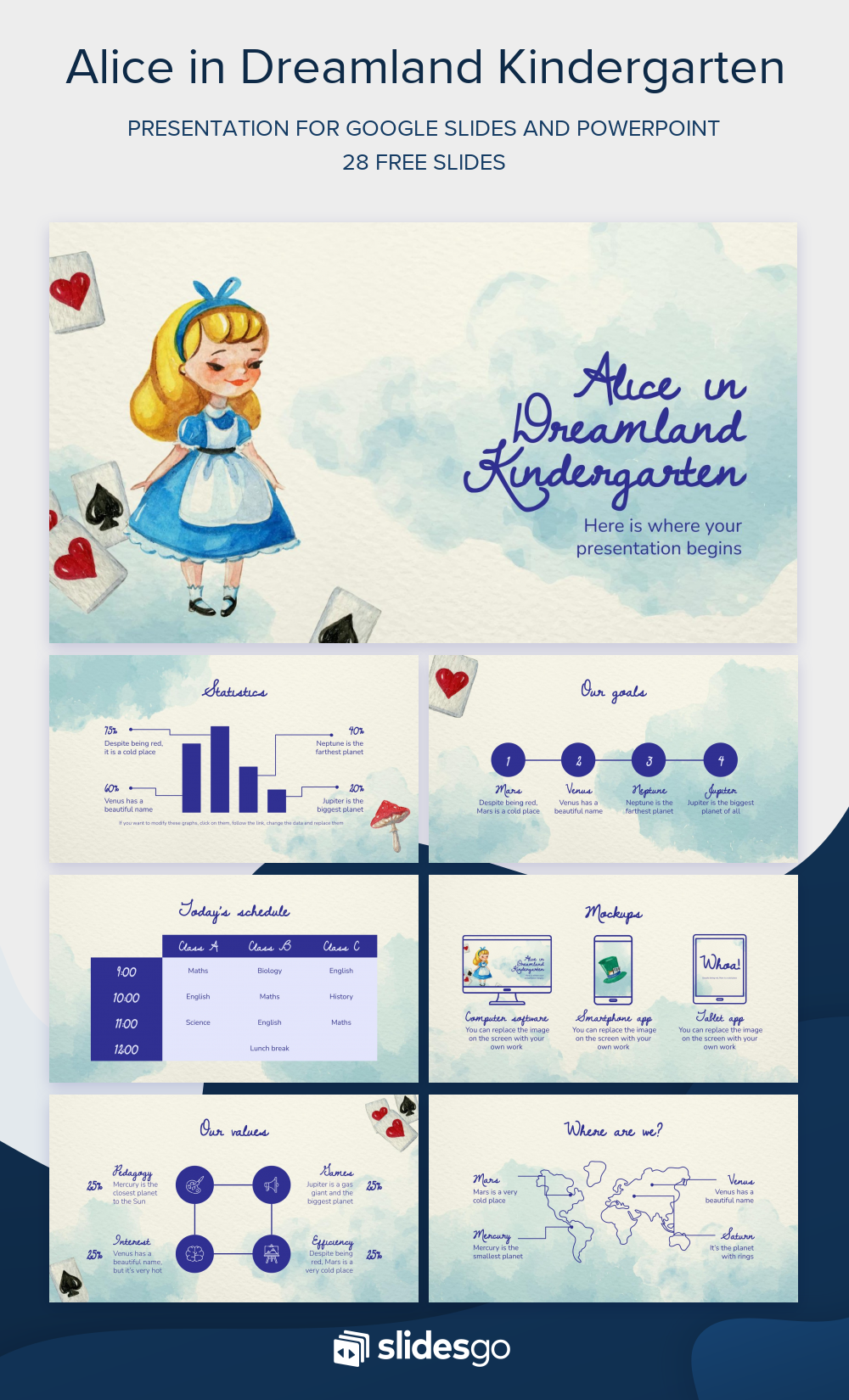 Alice in Dreamland Kindergarten | Google Slides & PPT theme