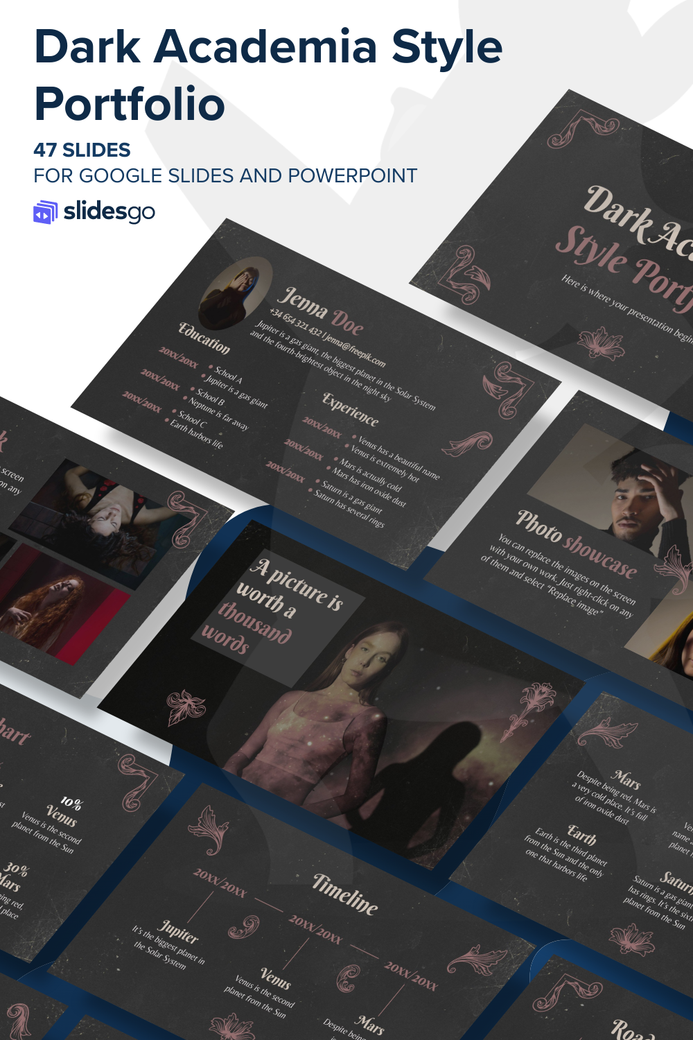 Dark Academia Style Portfolio | Google Slides & PowerPoint