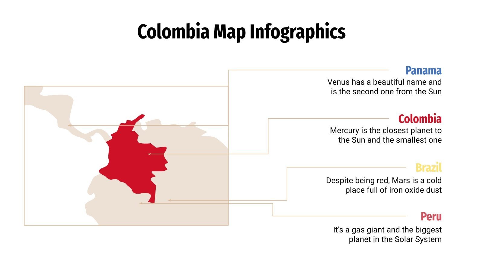 Infográficos com mapas da Colômbia | Google Slides e PowerPoint