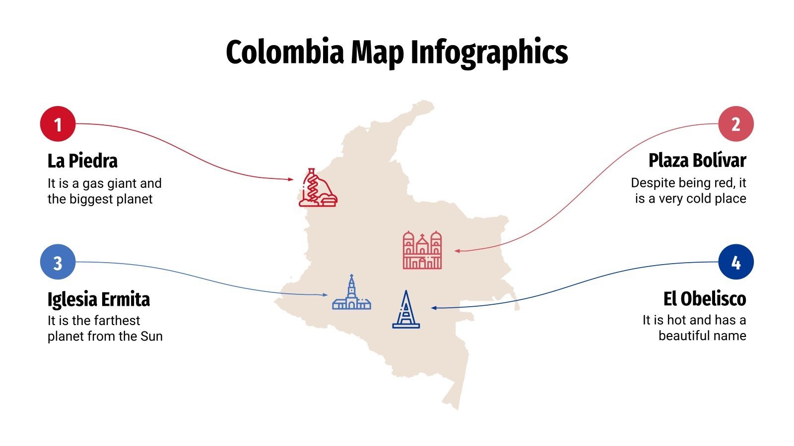 Infográficos com mapas da Colômbia | Google Slides e PowerPoint