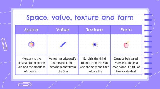 Art: Space, Value, Texture and Form Infographics