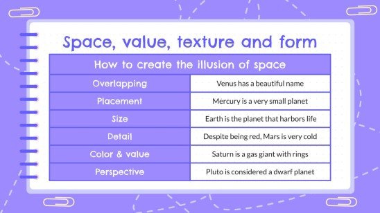 Art: Space, Value, Texture and Form Infographics