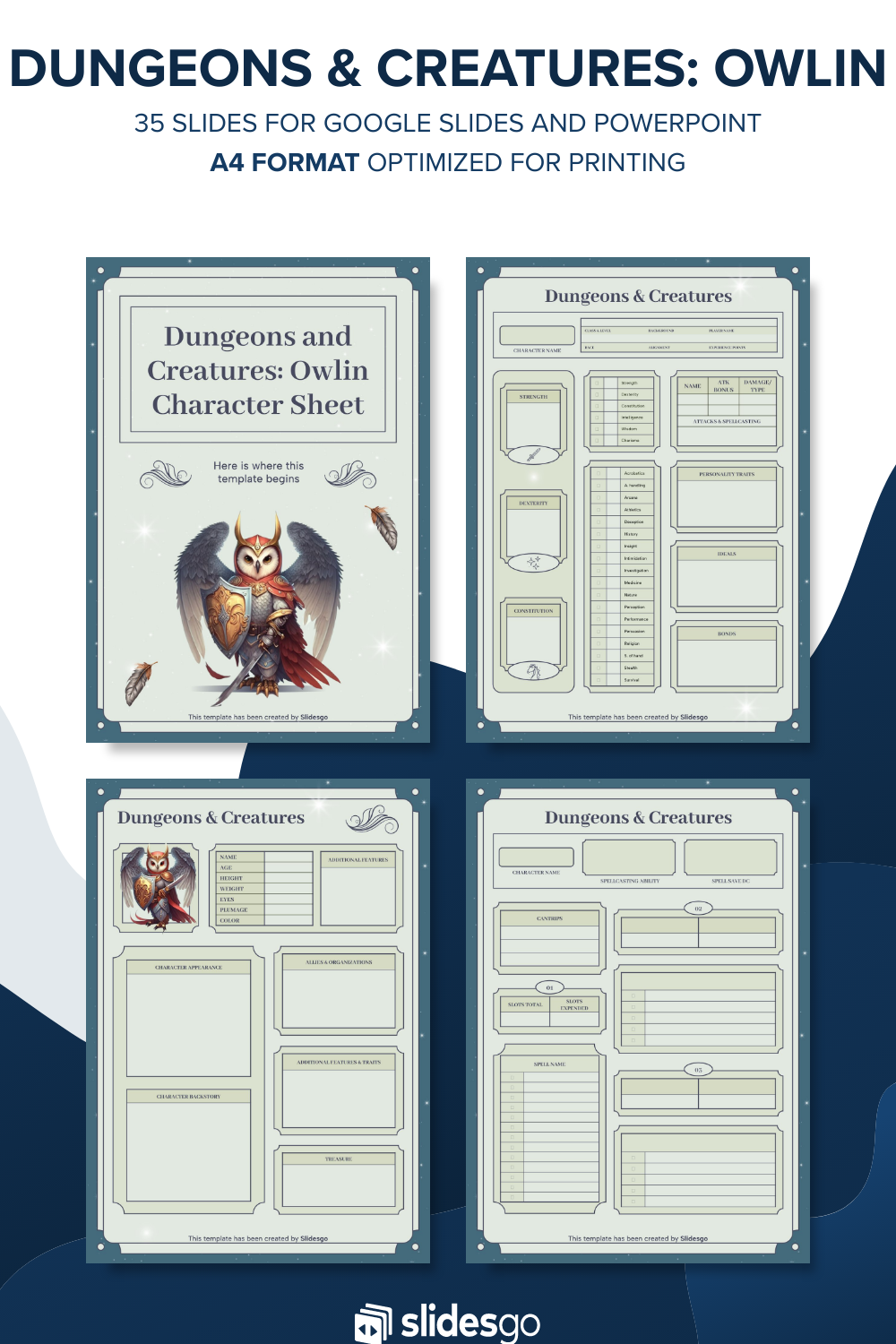 Dungeons and Creatures: Owlin Character Sheet