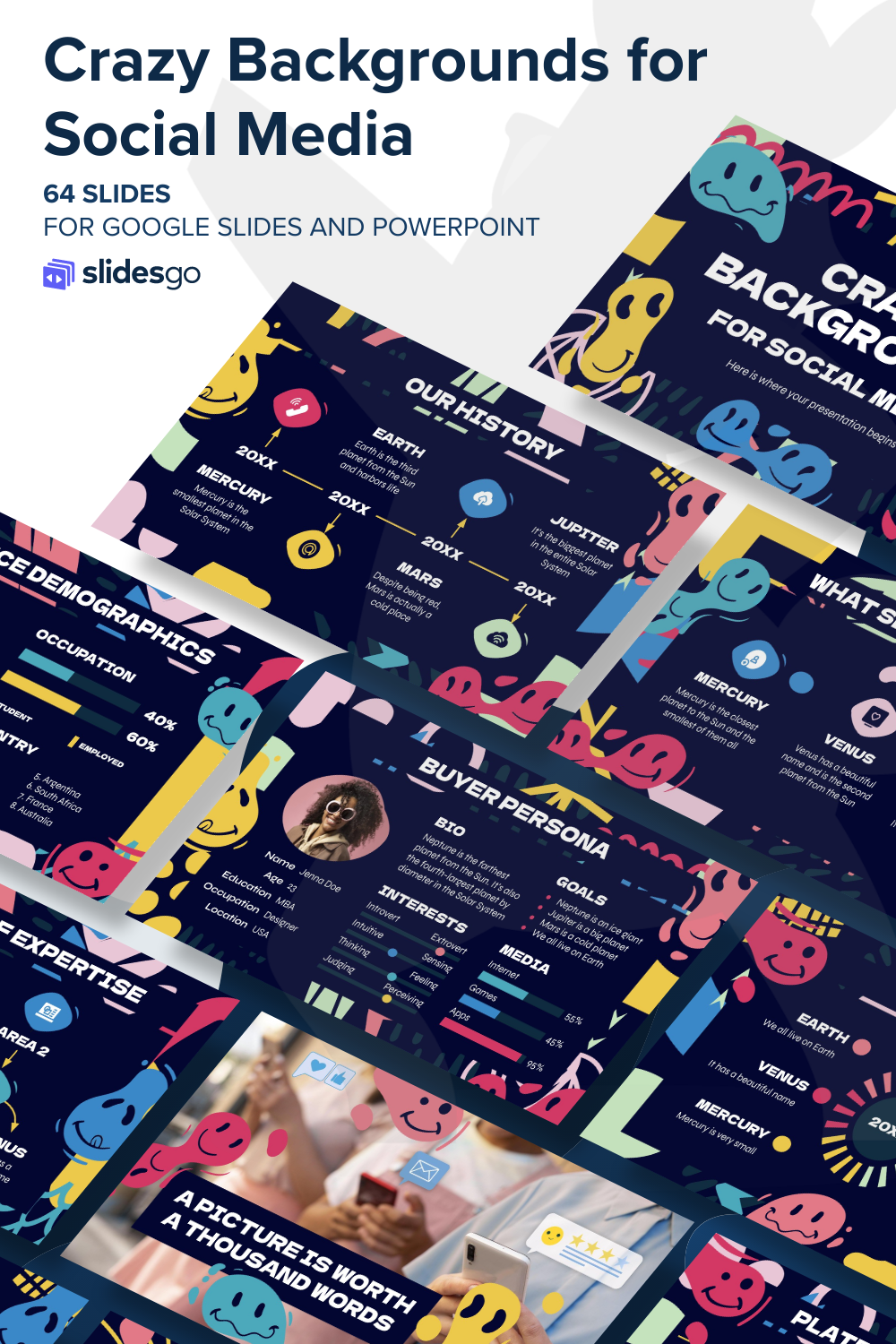 Crazy Backgrounds for Social Media | Google Slides & PPT