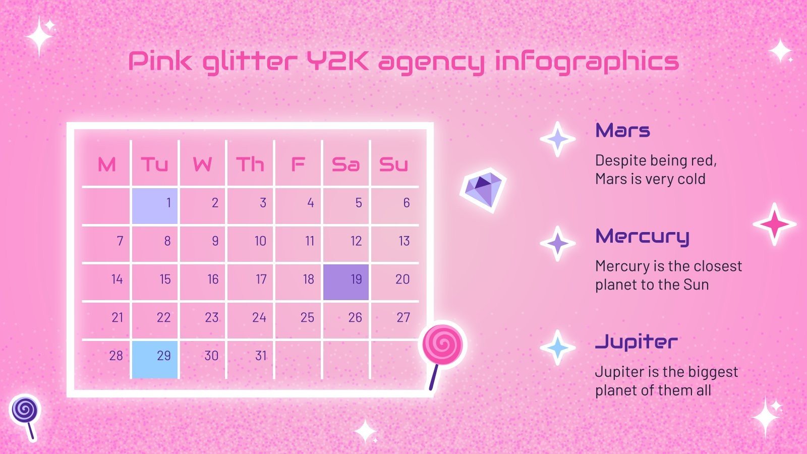 Pink Glitter Y2K Agency Infographics | Google Slides & PPT