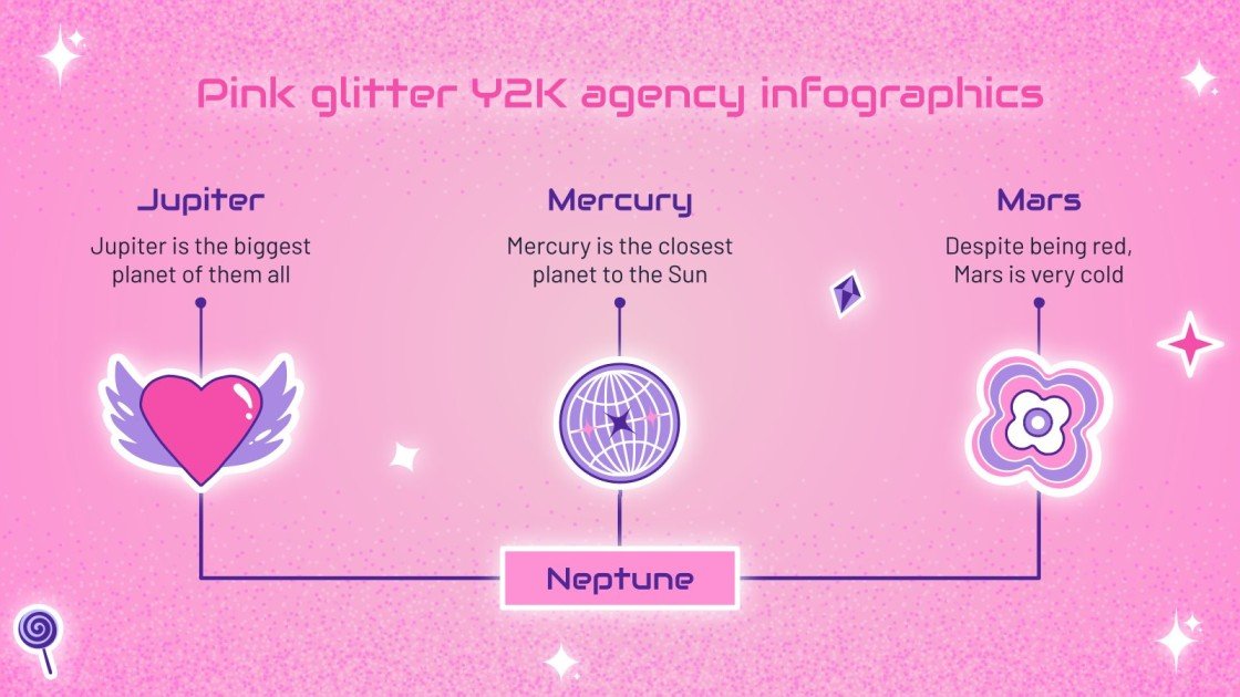 Pink Glitter Y2K Agency Infographics | Google Slides & PPT