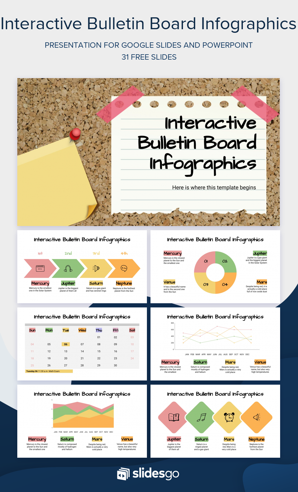 Interactive Bulletin Board Infographics for Google Slides & PPT