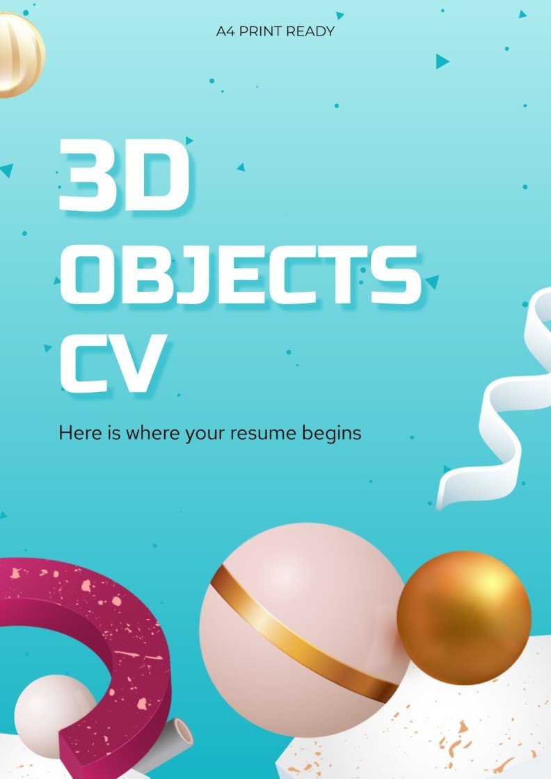 3D Objects CV | Google Slides & PowerPoint