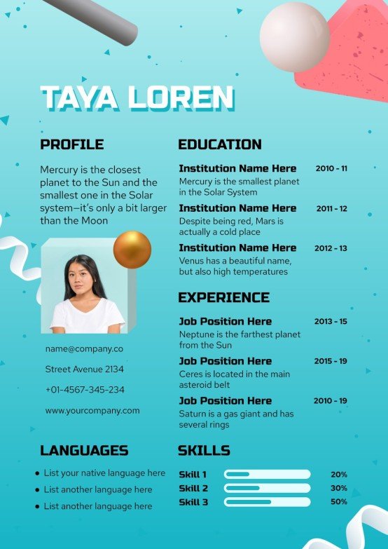 3D Objects CV | Google Slides & PowerPoint