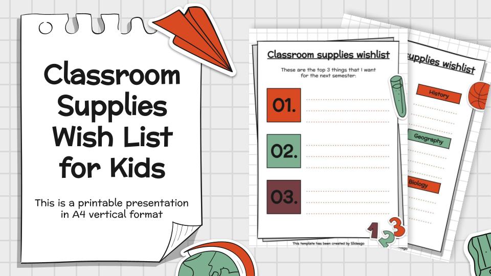 Classroom Supplies Wish List for Kids