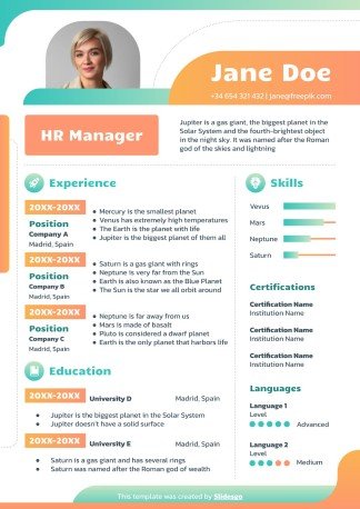 Professional Human Resources CV | Google Slides & PPT