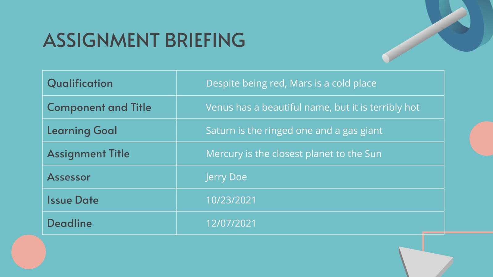 Assignment Briefing for Teachers Google Slides & PPT template