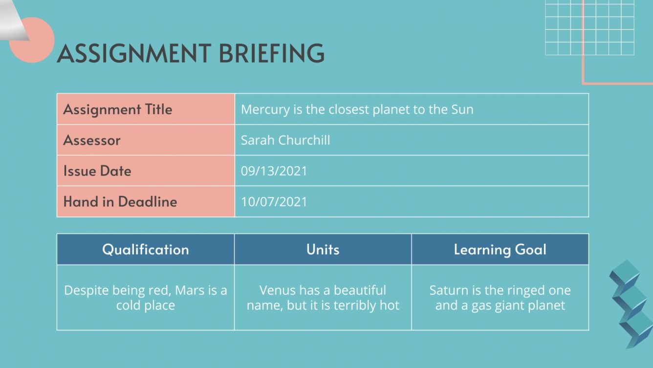 Assignment Briefing for Teachers Google Slides & PPT template