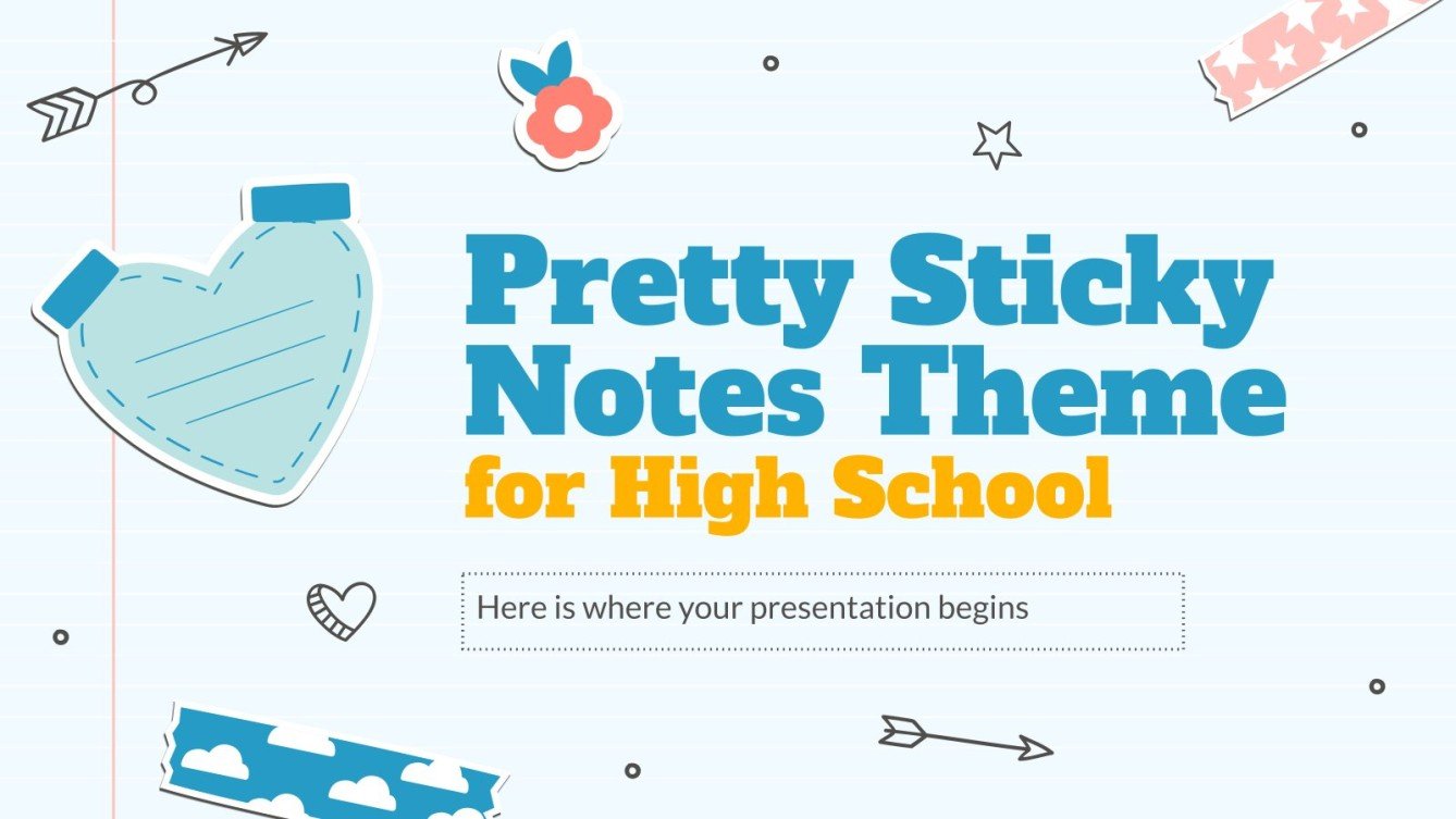 Pretty Sticky Notes Theme for High School | Google Slides