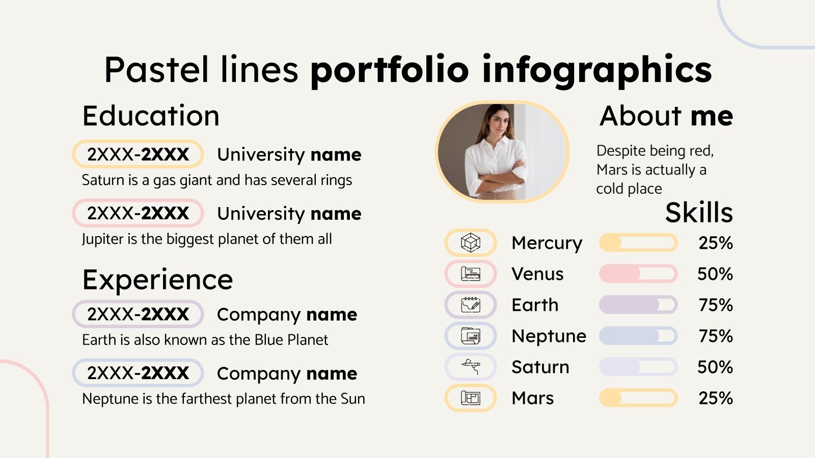 Pastel Minimalist Elegant Lines Portfolio Infographics