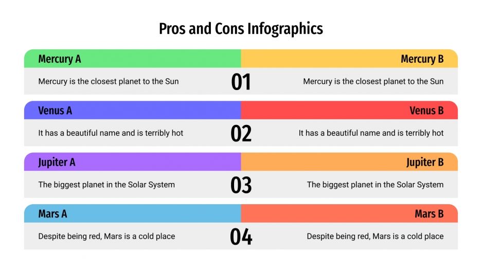 Pros and Cons Infographics for Google Slides and PowerPoint