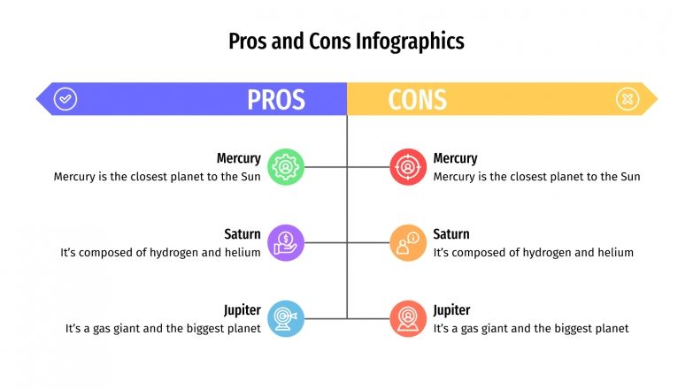 Pros and Cons Infographics for Google Slides and PowerPoint