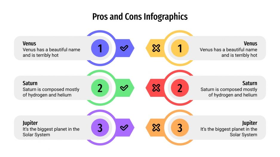 Pros and Cons Infographics for Google Slides and PowerPoint