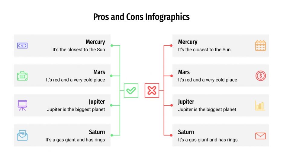 Pros and Cons Infographics for Google Slides and PowerPoint