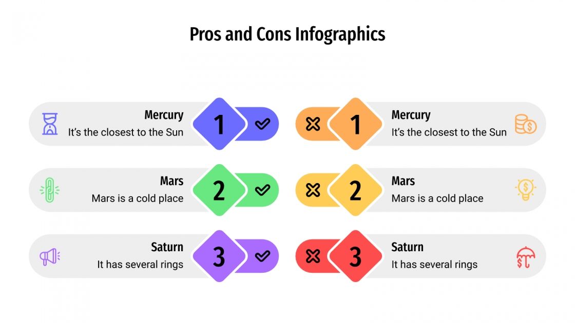 Pros and Cons Infographics for Google Slides and PowerPoint
