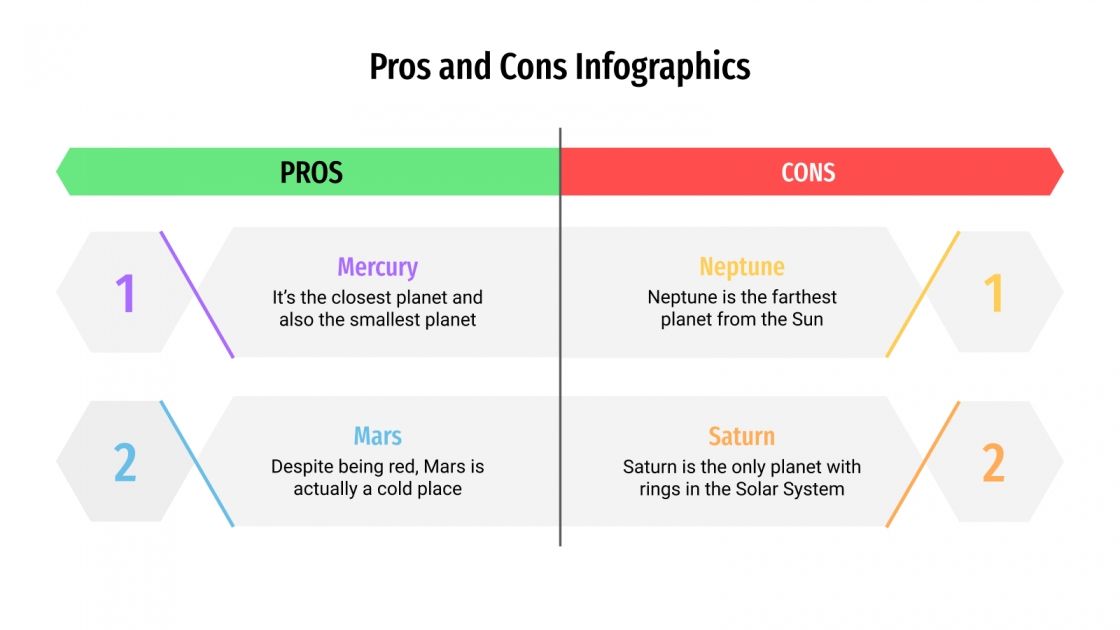 Infográficos de prós e contras | Tema do Google Slides e PPT
