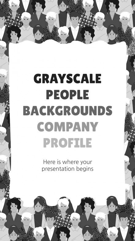 Grayscale People Backgrounds Company Profile | Google Slides