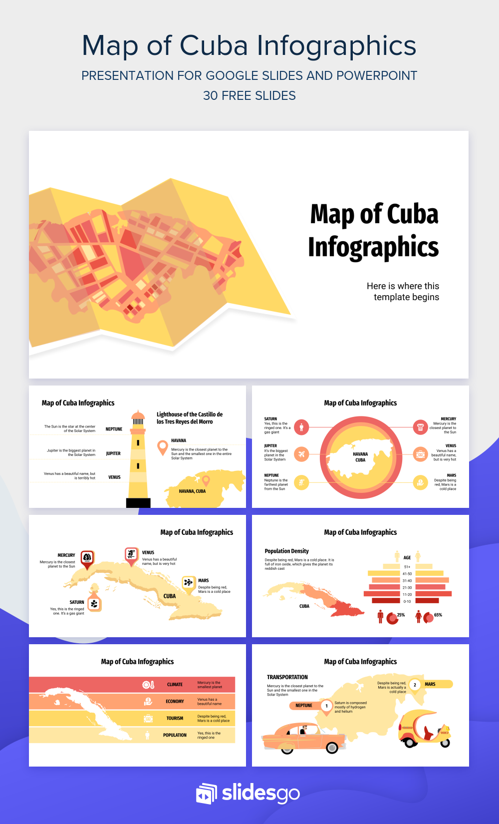 Map of Cuba Infographics for Google Slides and PowerPoint