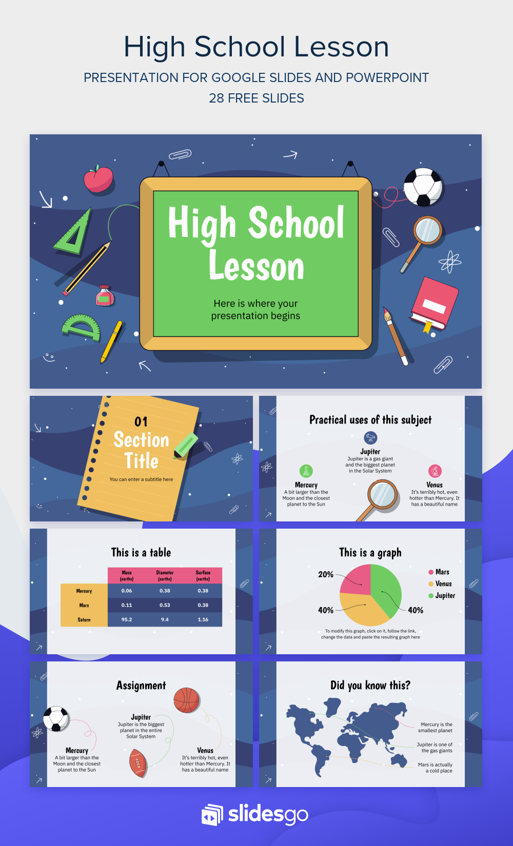 High School Lesson Google Slides & PowerPoint template