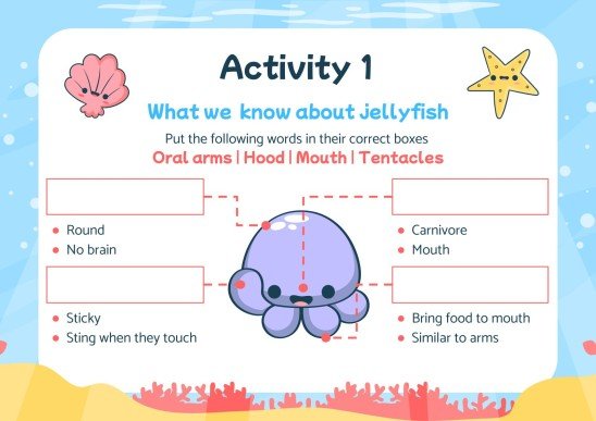 Biology Activities for Pre-K: Jellyfish | Google Slides