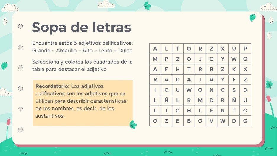 Cuadernillo de actividades: adjetivos, sustantivos y verbos