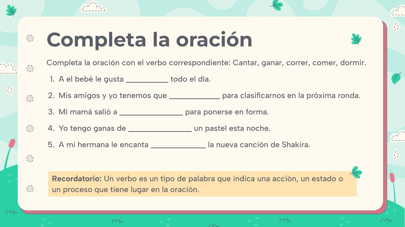 Cuadernillo de actividades: adjetivos, sustantivos y verbos