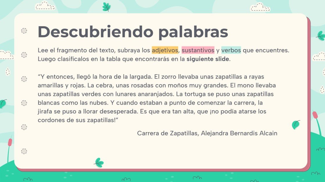 Cuadernillo de actividades: adjetivos, sustantivos y verbos