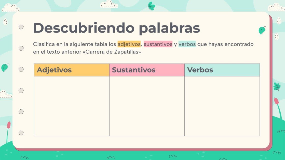 Cuadernillo de actividades: adjetivos, sustantivos y verbos