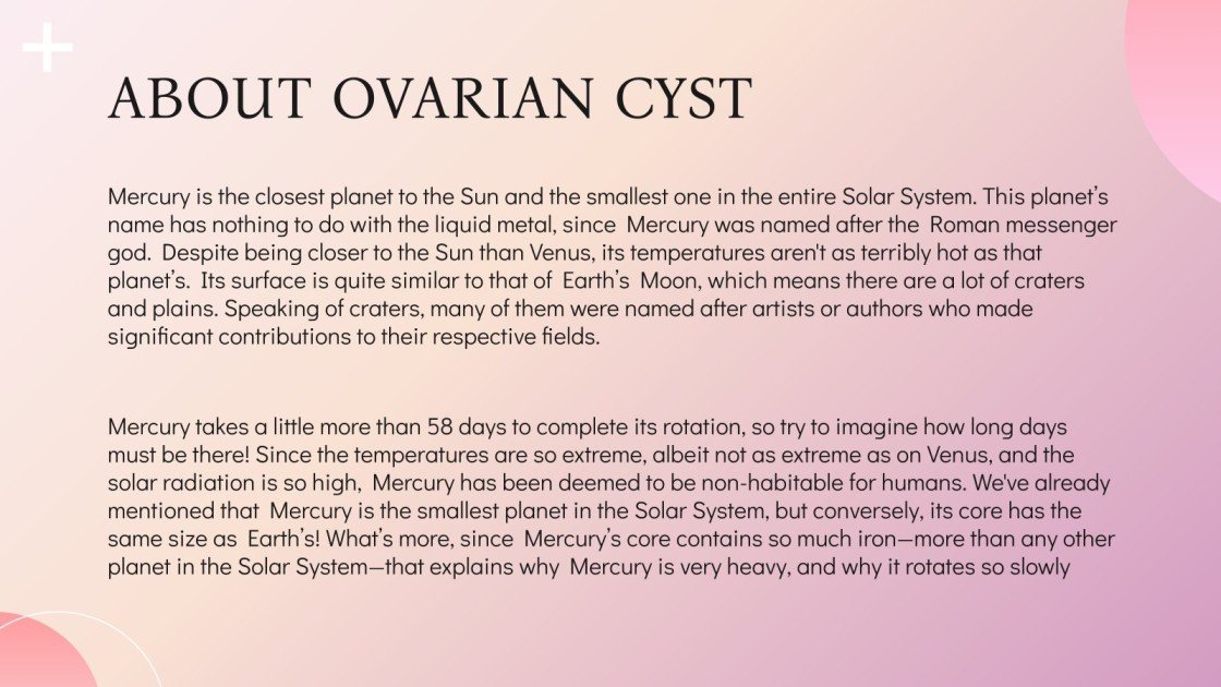 Diseases of the Female Reproductive System: Ovarian Cyst