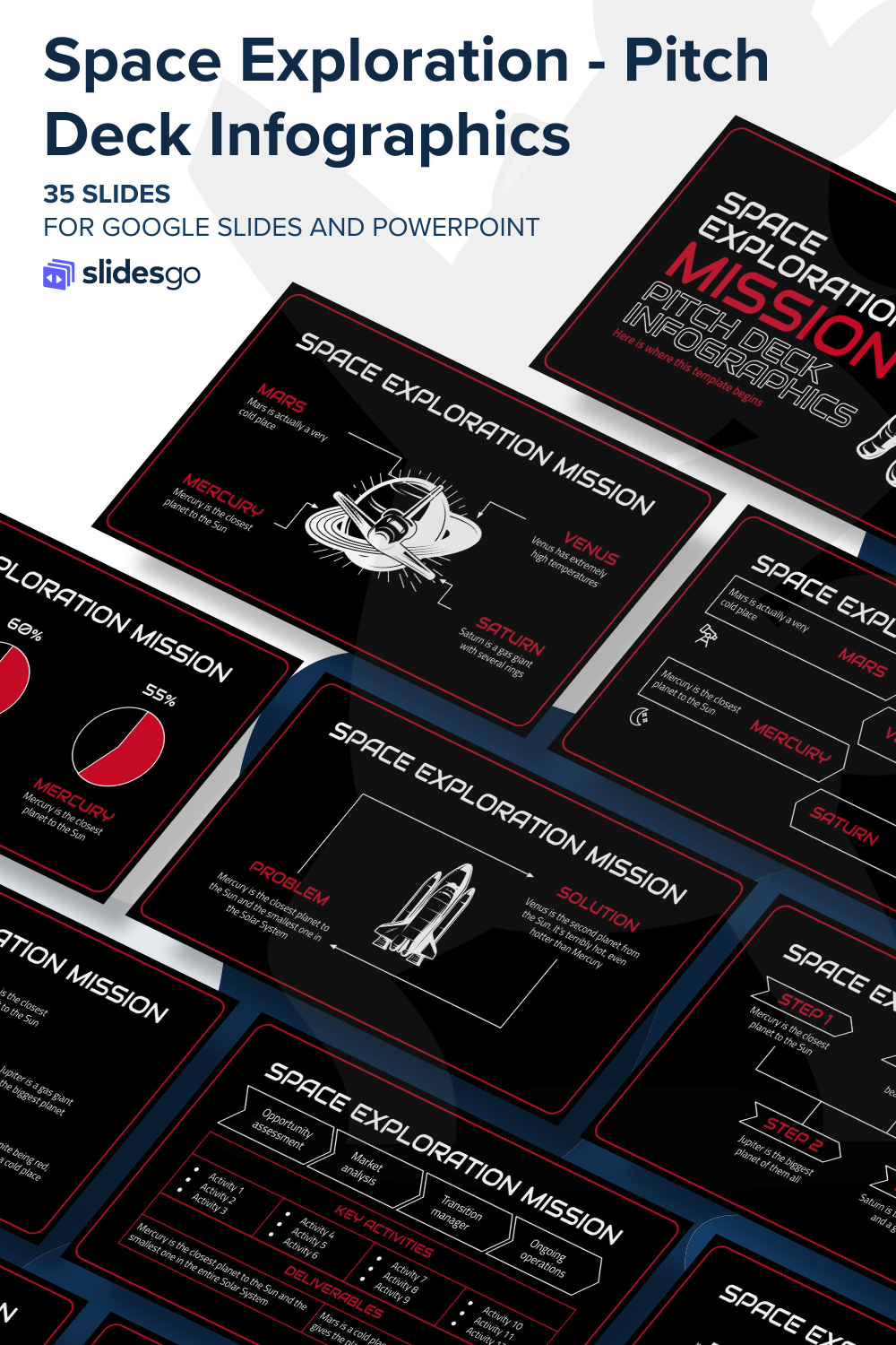 Space Exploration Mission Pitch Deck Infographics