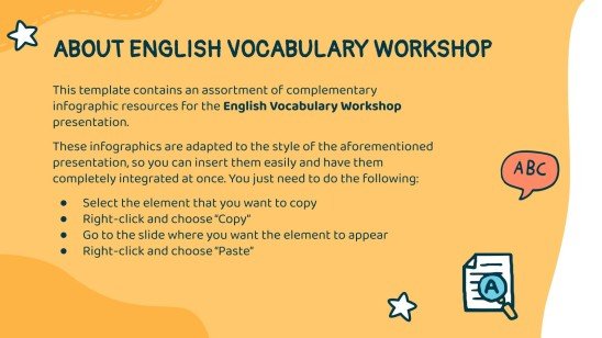 English Vocabulary Workshop Infographics | Google Slides