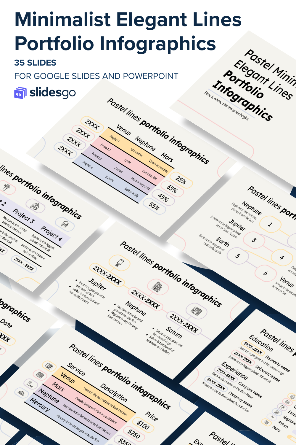 Pastel Minimalist Elegant Lines Portfolio Infographics