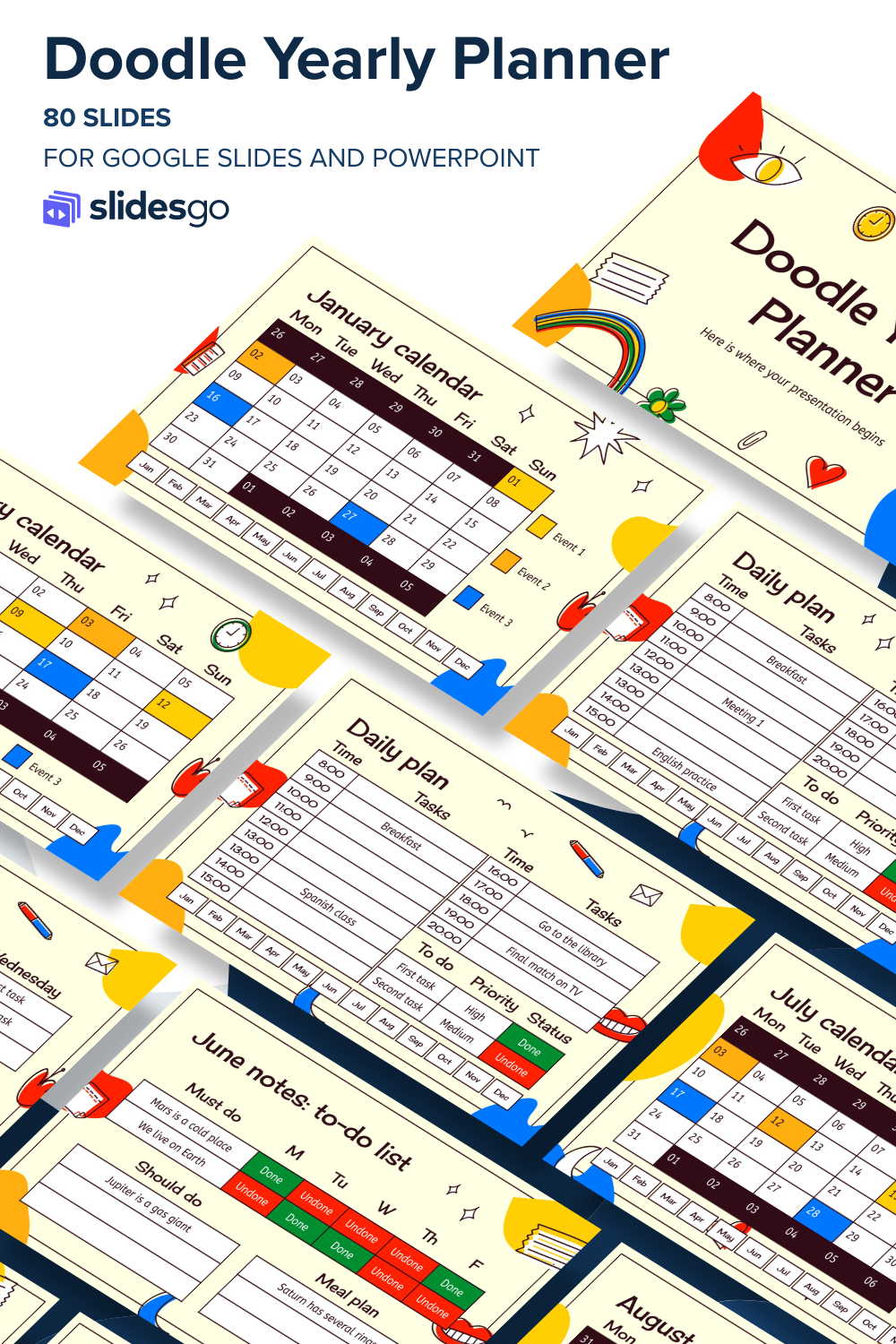Doodle Yearly Planner | Google Slides & PowerPoint