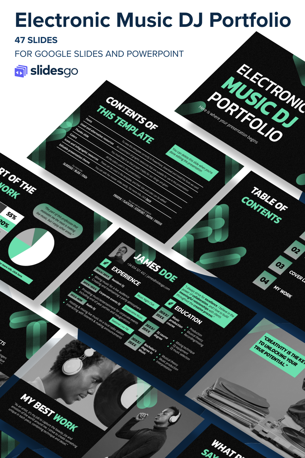 Electronic Music DJ Portfolio | Google Slides & PowerPoint