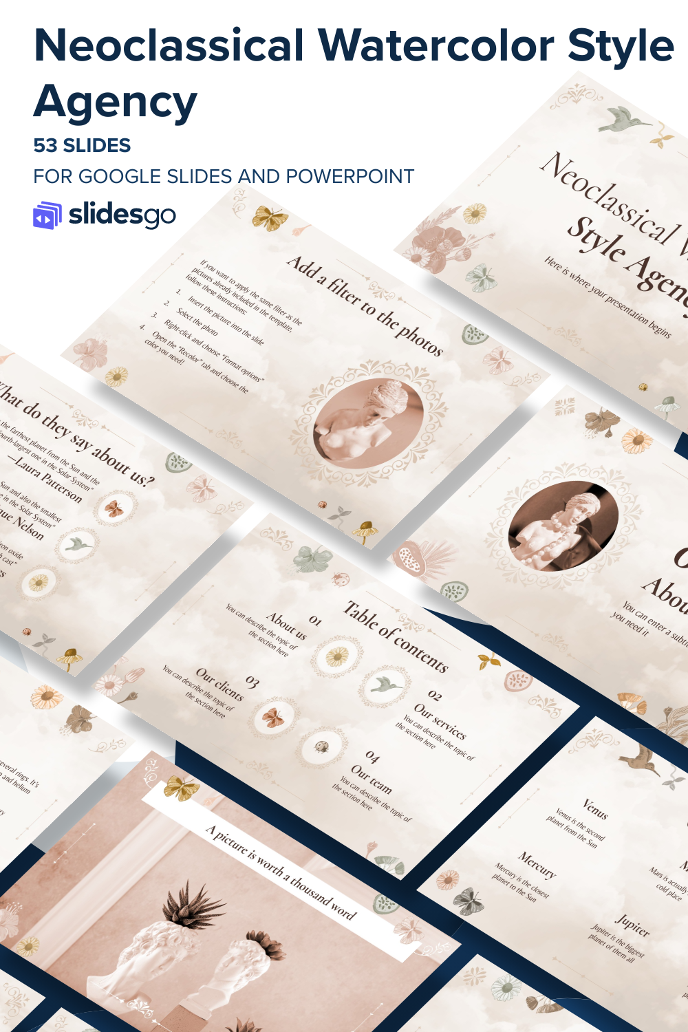 Neoclassical Watercolor Style Agency | Google Slides & PPT