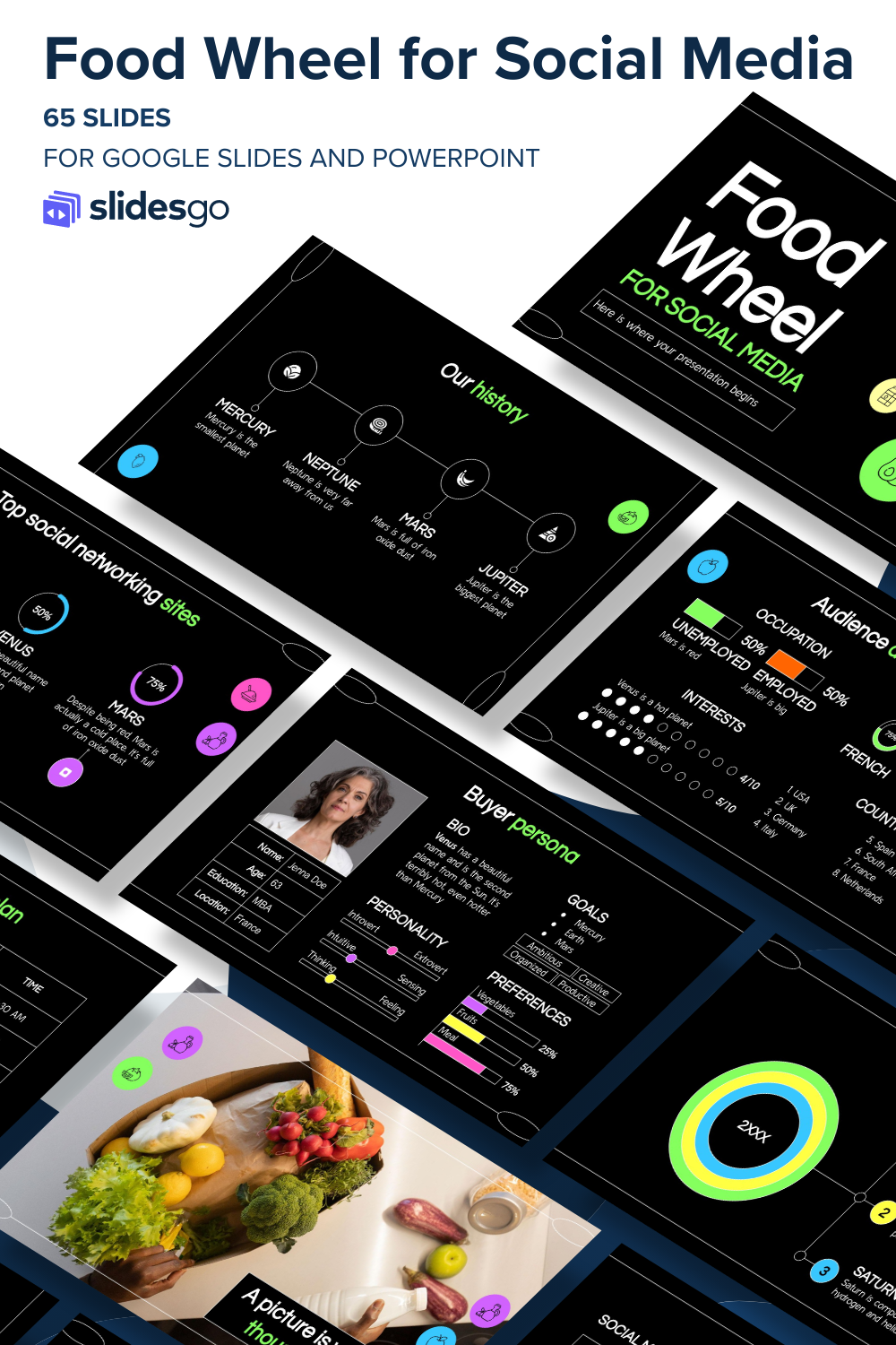 Food Wheel for Social Media | Google Slides & PowerPoint